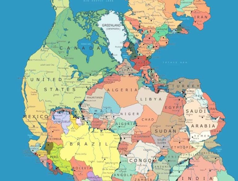 Pangea: Map of Formation and Break of the Supercontinent